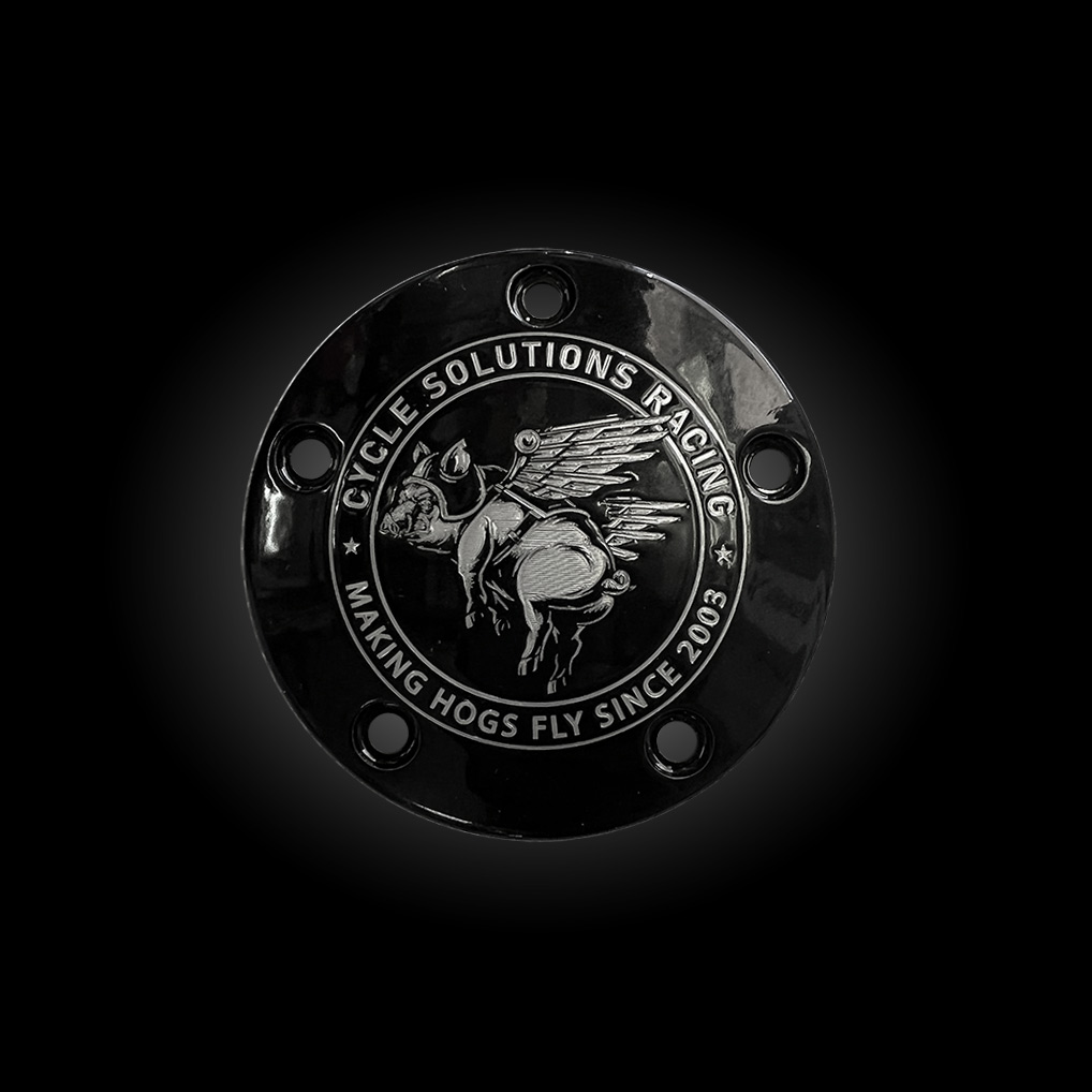 Cycle Solutions Inc. Engraved Hogs Fly Points Cover - Black or Chrome ...